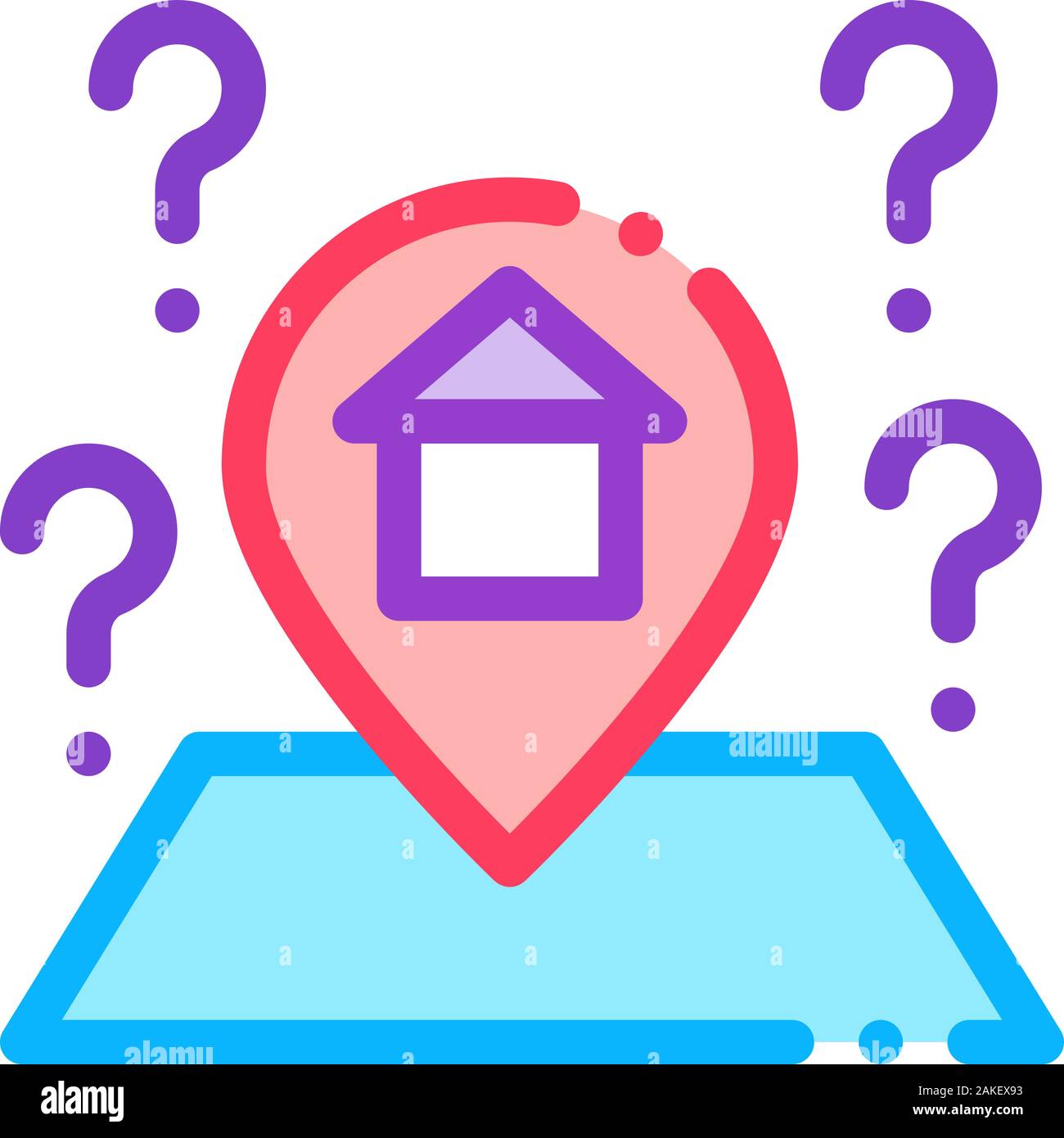 Gps Mark With House Icon Outline Illustration Stock Vector Image & Art ...