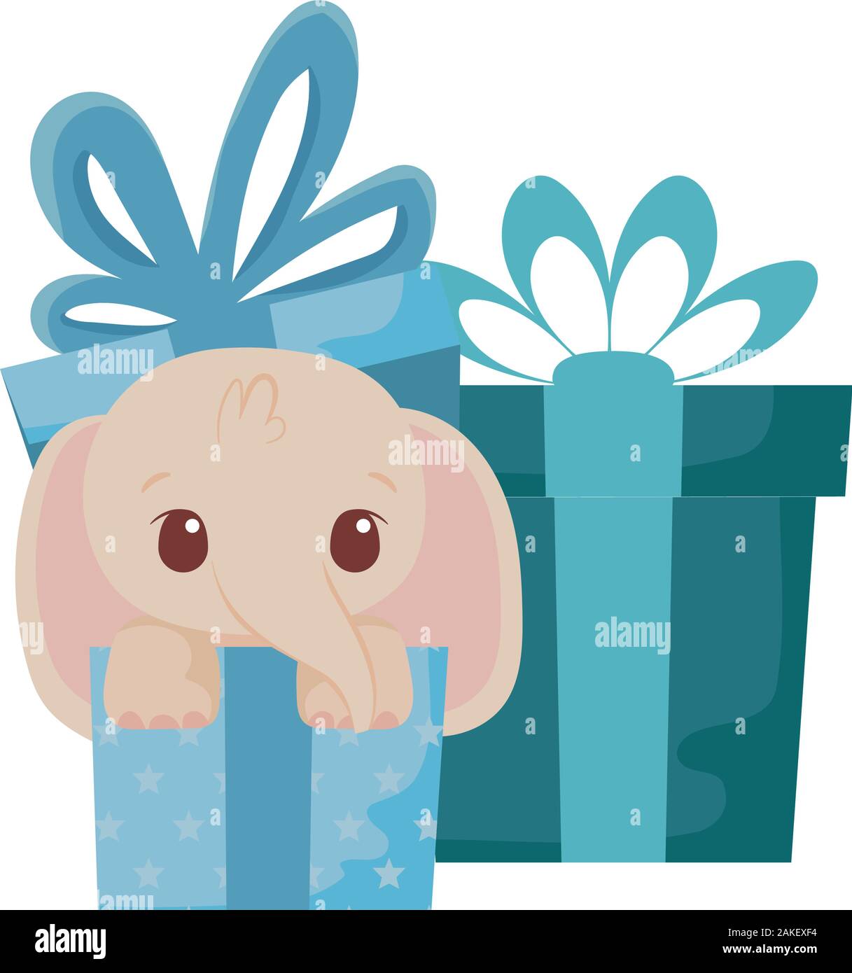 Cute elephant cartoon inside gift design, Animal zoo life nature ...