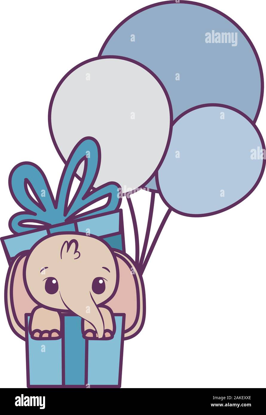 Cute elephant cartoon inside gift design, Animal zoo life nature ...