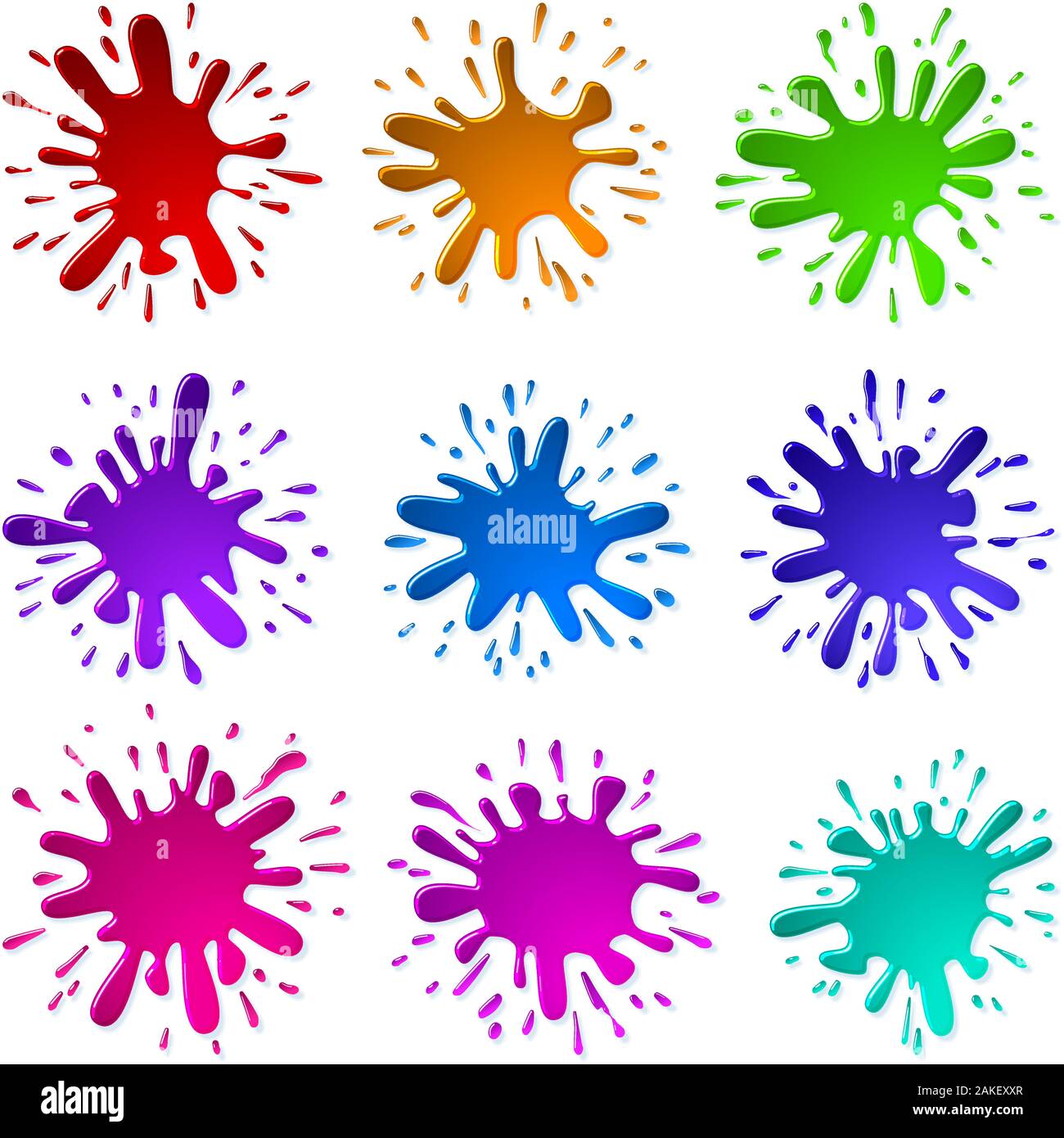 Multicolored blots and splashes of a paint and ink; Set B; Eps10; Each ...