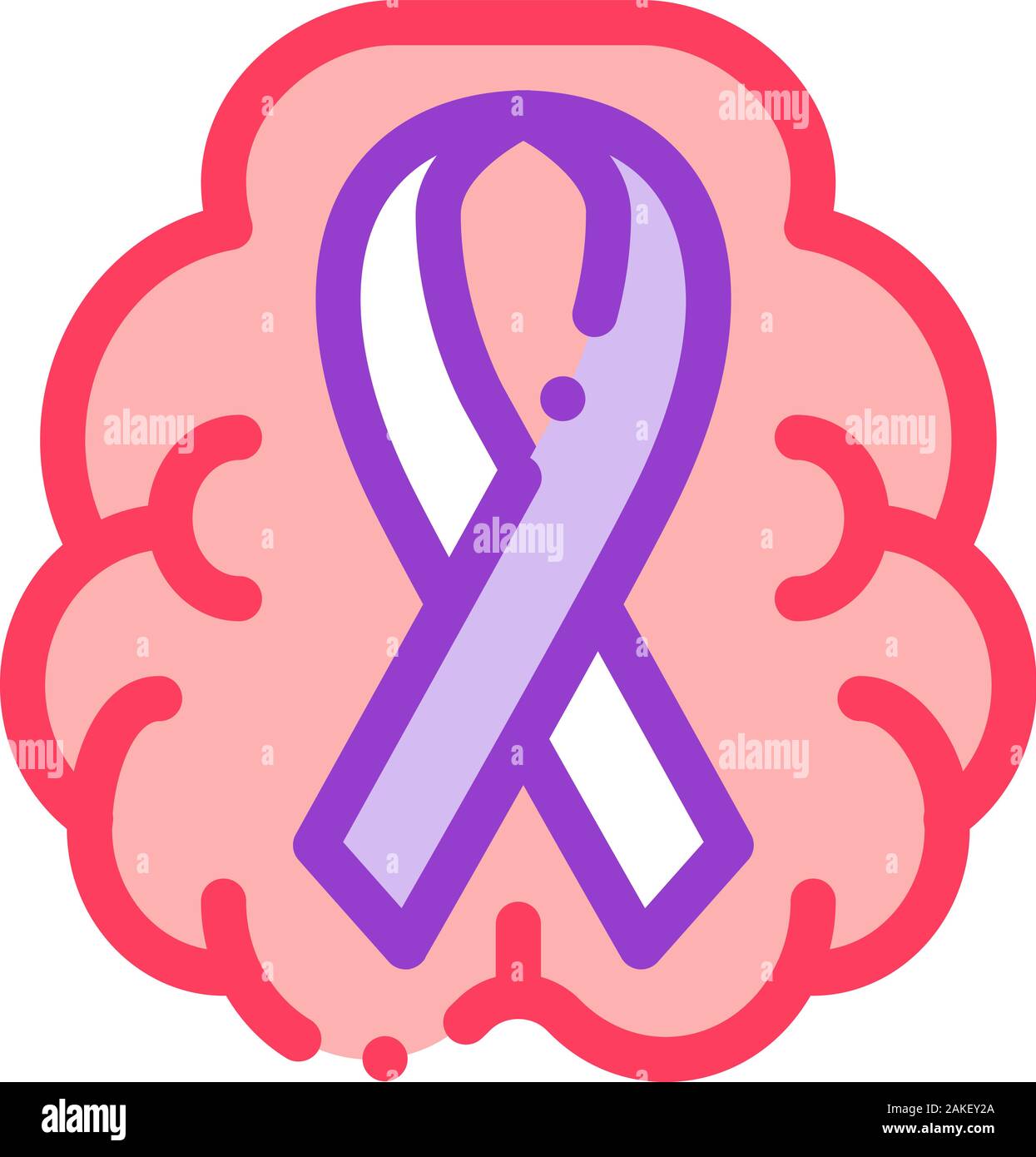 Brain And Health Ribbon Icon Outline Illustration Stock Vector Image ...