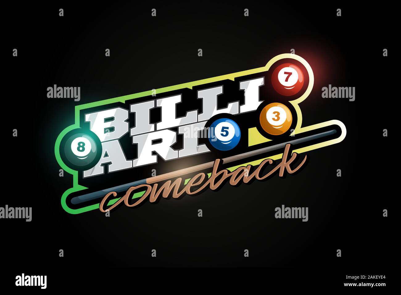 Billiard mascot Modern professional sport Typography in retro style ...