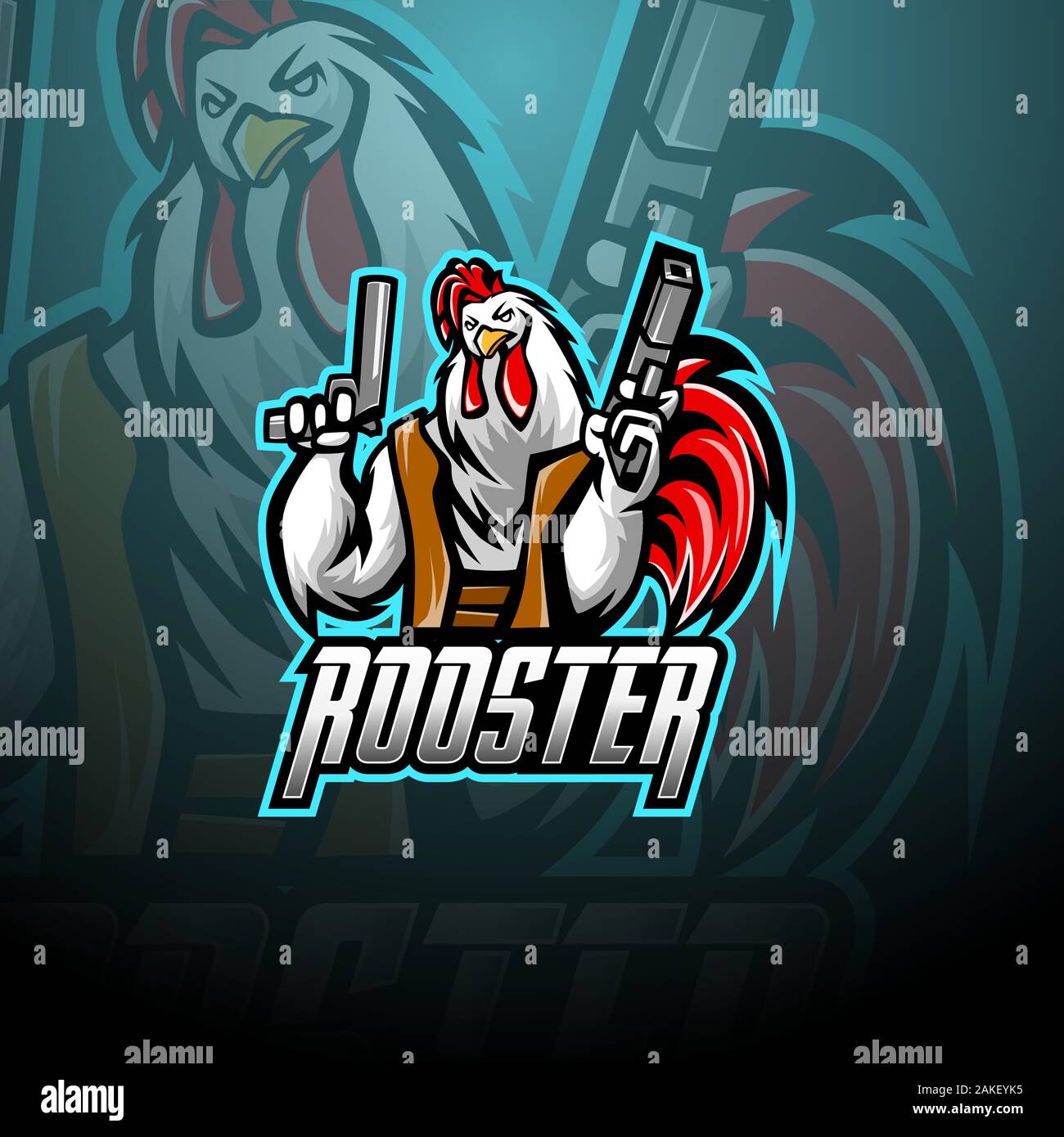 Rooster with gun mascot logo design Stock Vector Image & Art - Alamy
