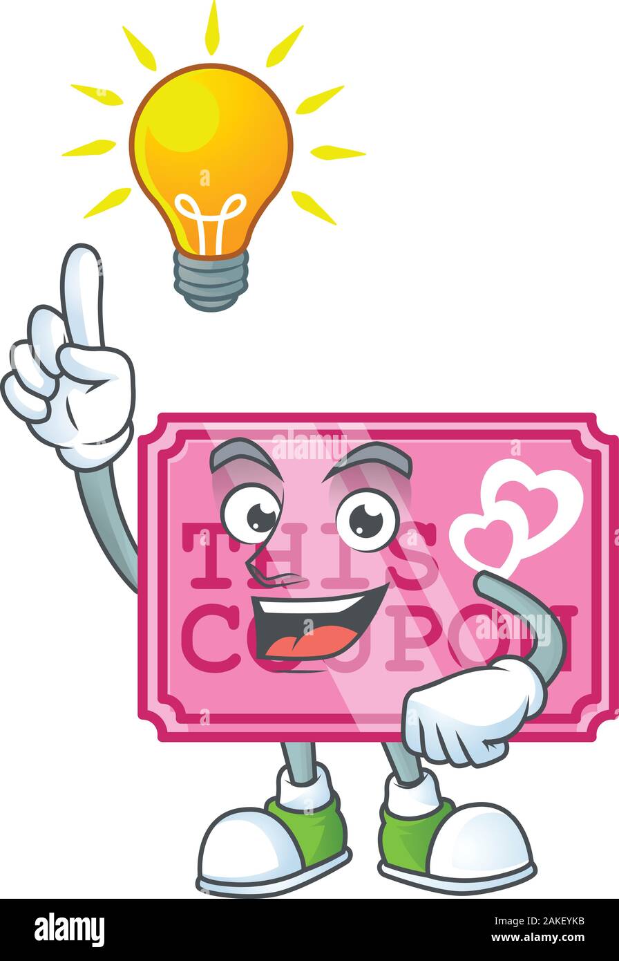Have an idea gesture of pink love coupon cartoon character design Stock ...