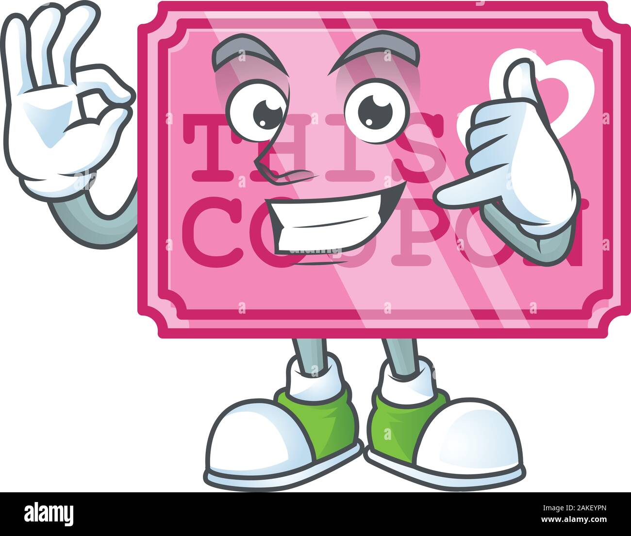 Call me funny pink love coupon mascot picture style Stock Vector Image ...