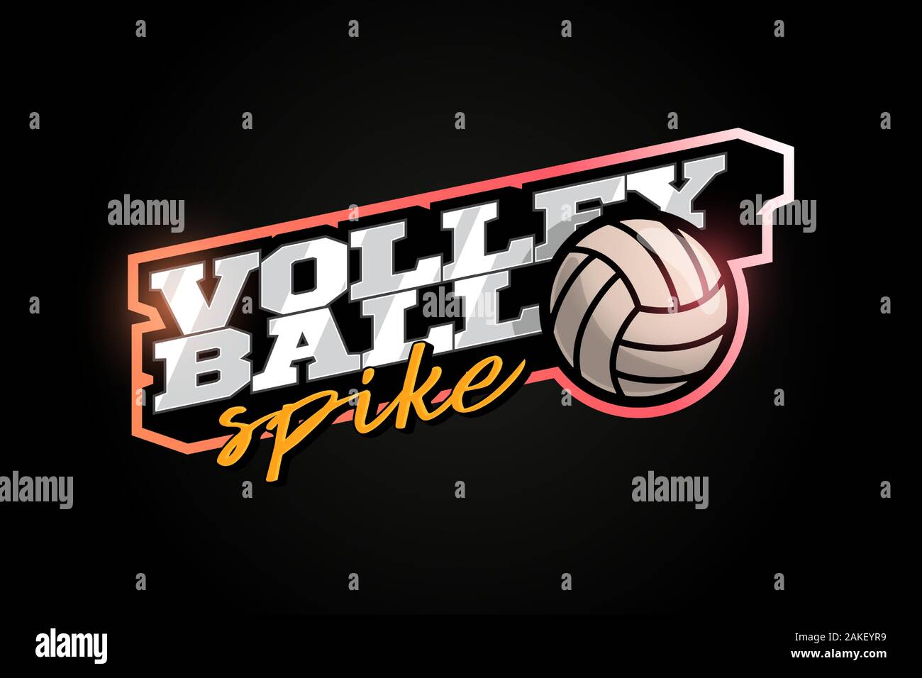 Volleyball mascot Modern professional sport Typography in retro style ...