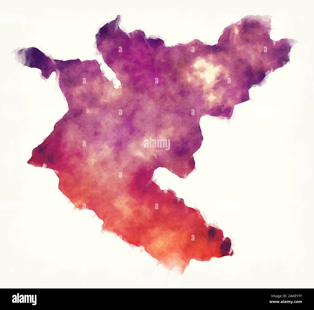 Bheri administrative zone watercolor map of Nepal Stock Photo - Alamy