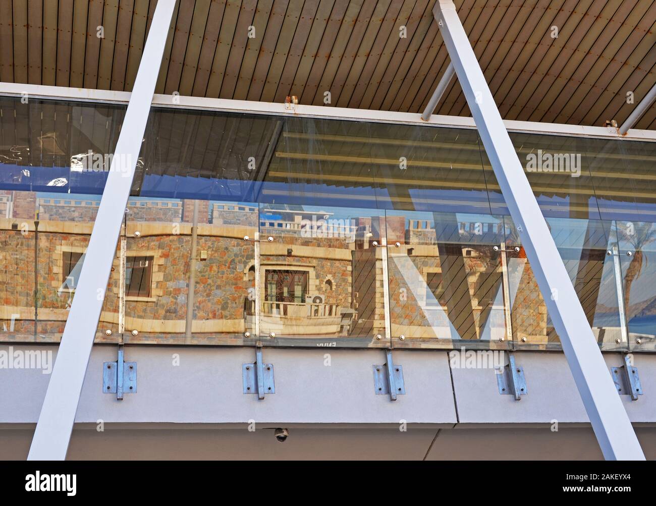 Reflection of a building in balcony windows. Concept use of different ...