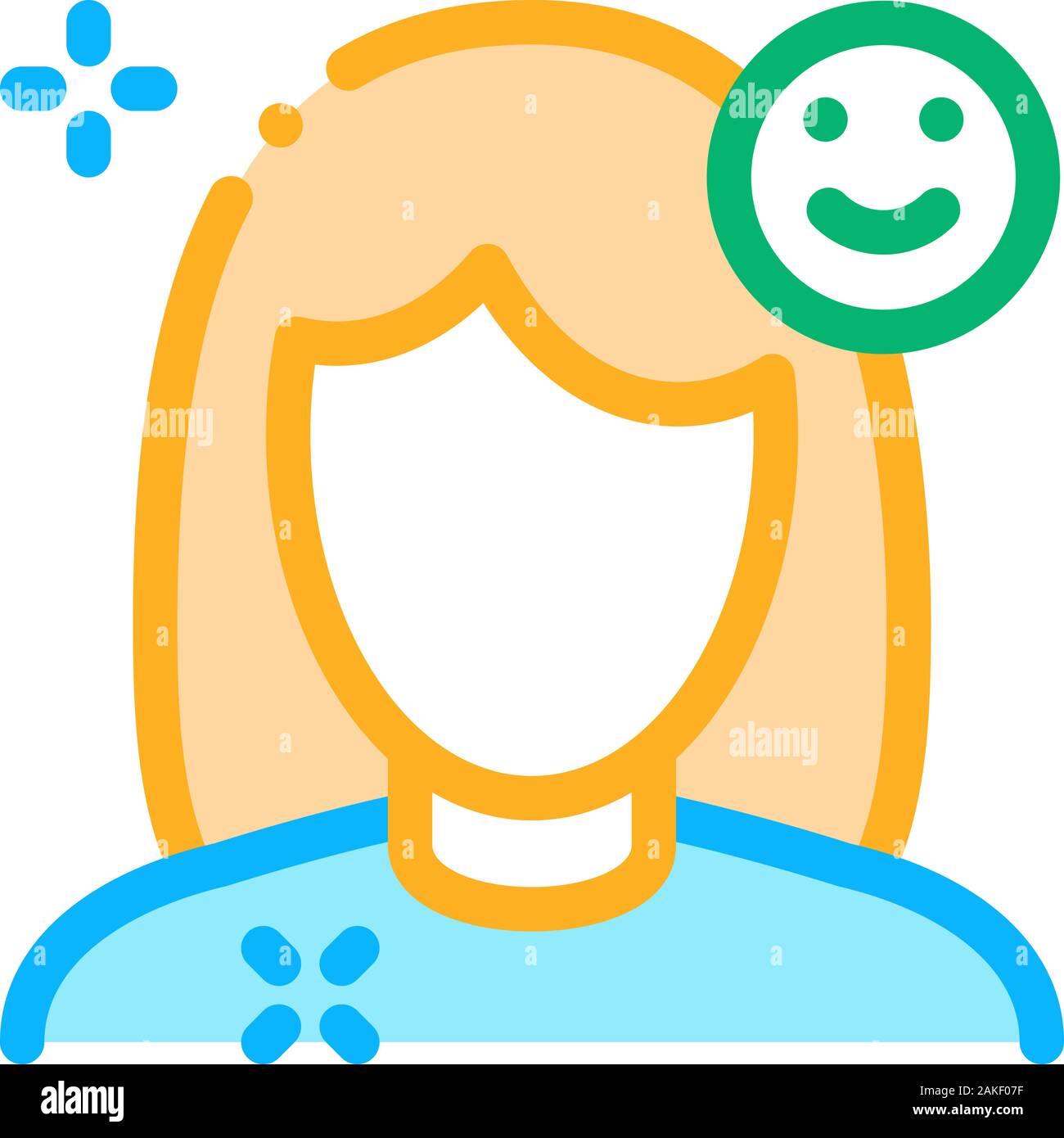 Girl Shine Clean Face Icon Outline Illustration Stock Vector Image ...