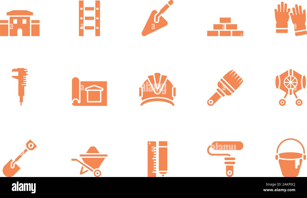 Tools icon set design, Under construction architecture work repair ...