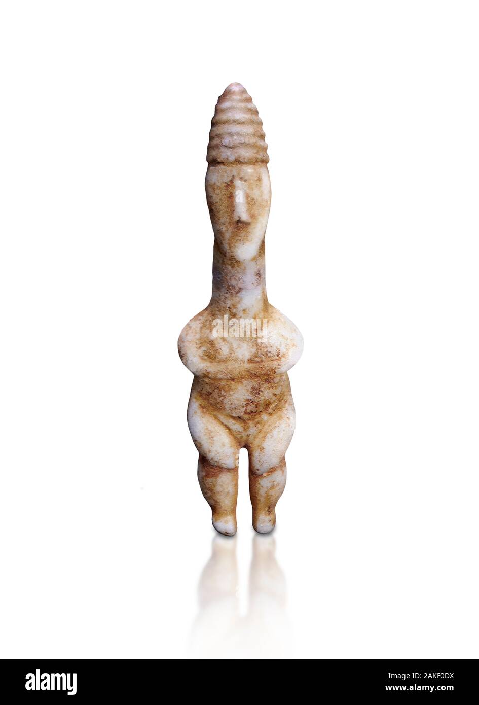 Marble ancient Greek Cycladic figurine wearing a conical pilos, early ...