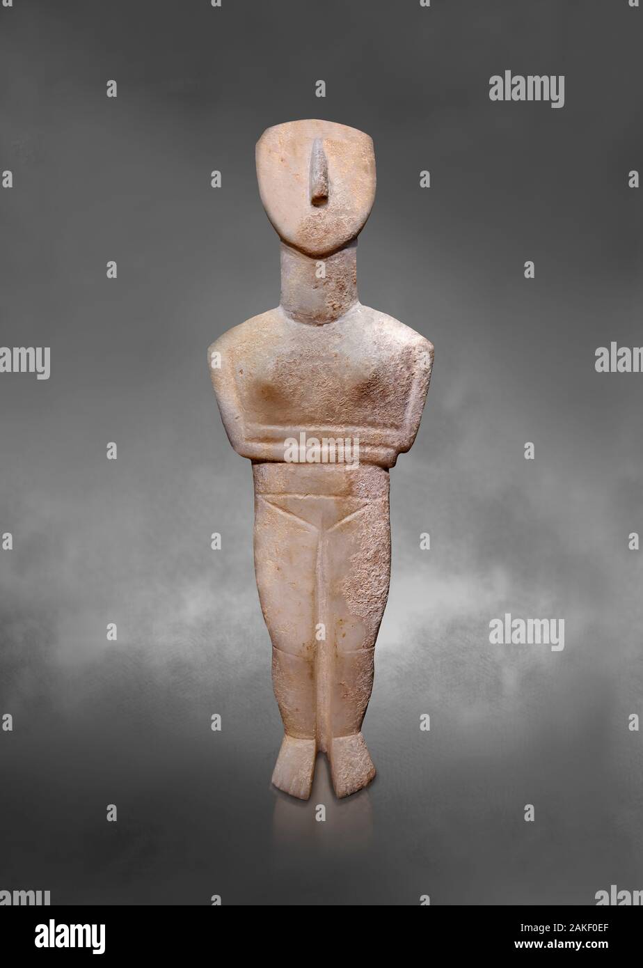 Female figurine statuette : Cycladic Canonical type, Spedos variety f ...