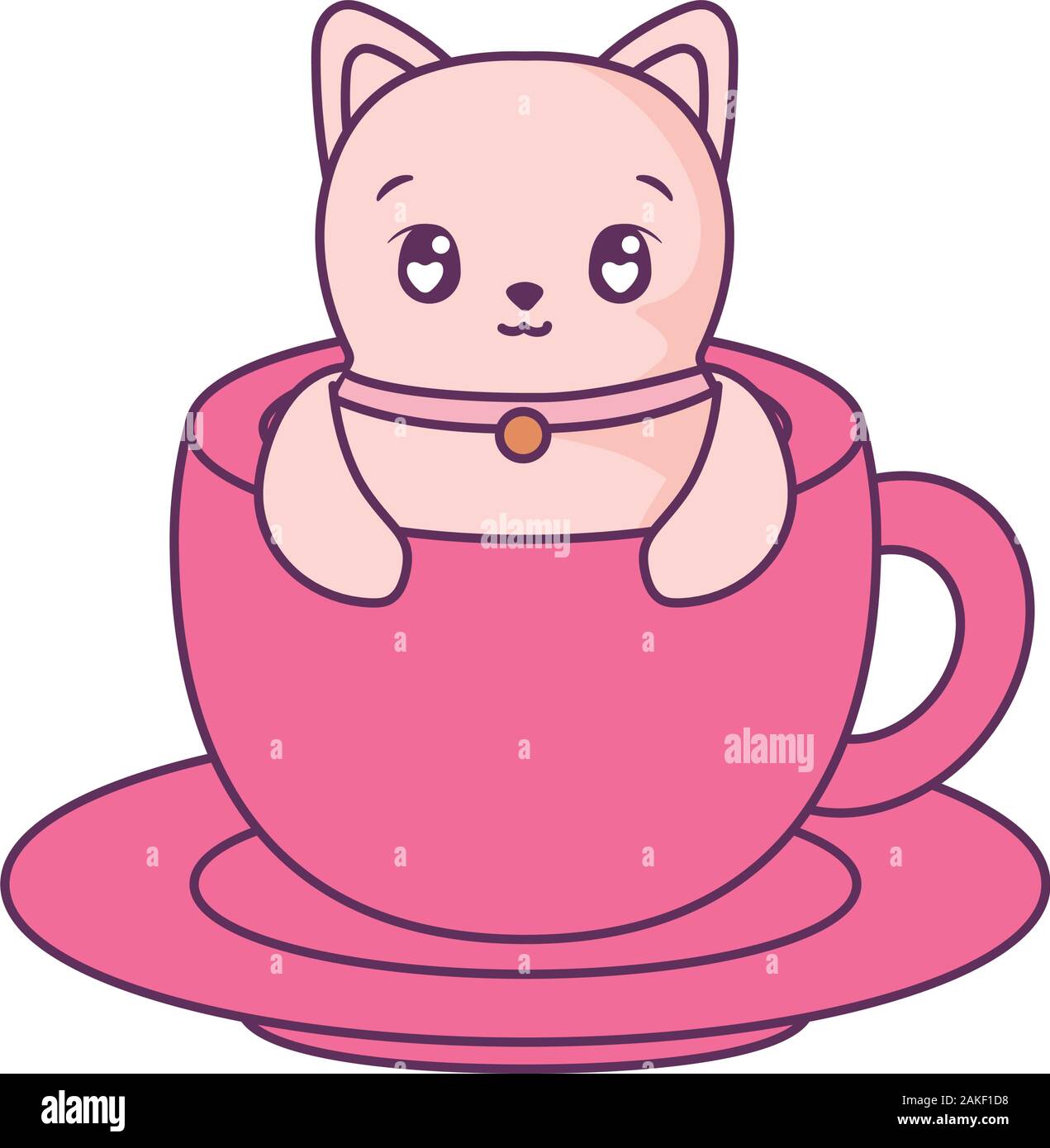 Cute cat cartoon inside coffee mug design, Animal zoo life nature ...