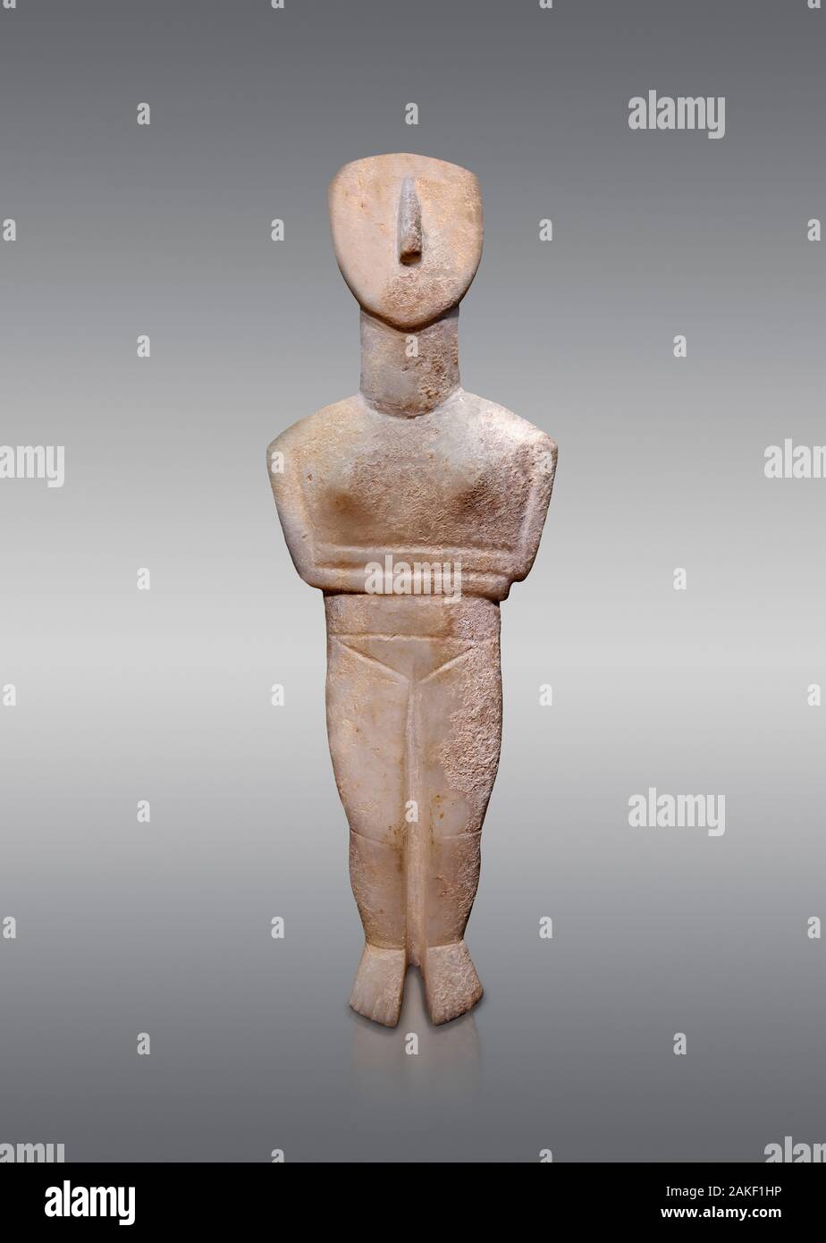 Female figurine statuette : Cycladic Canonical type, Spedos variety f ...