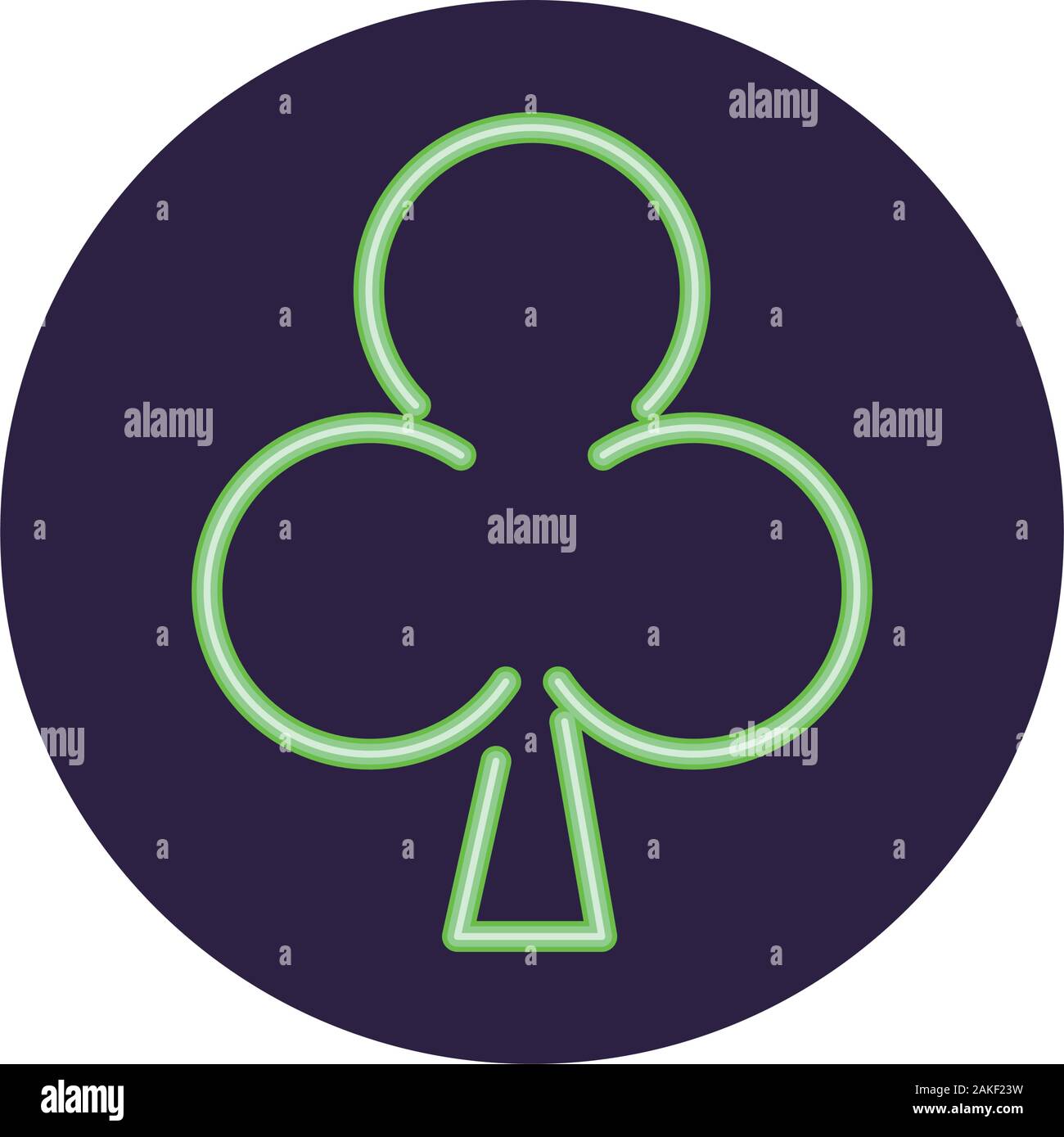 Neon clover inside black circle design, Decoration advertising light ...