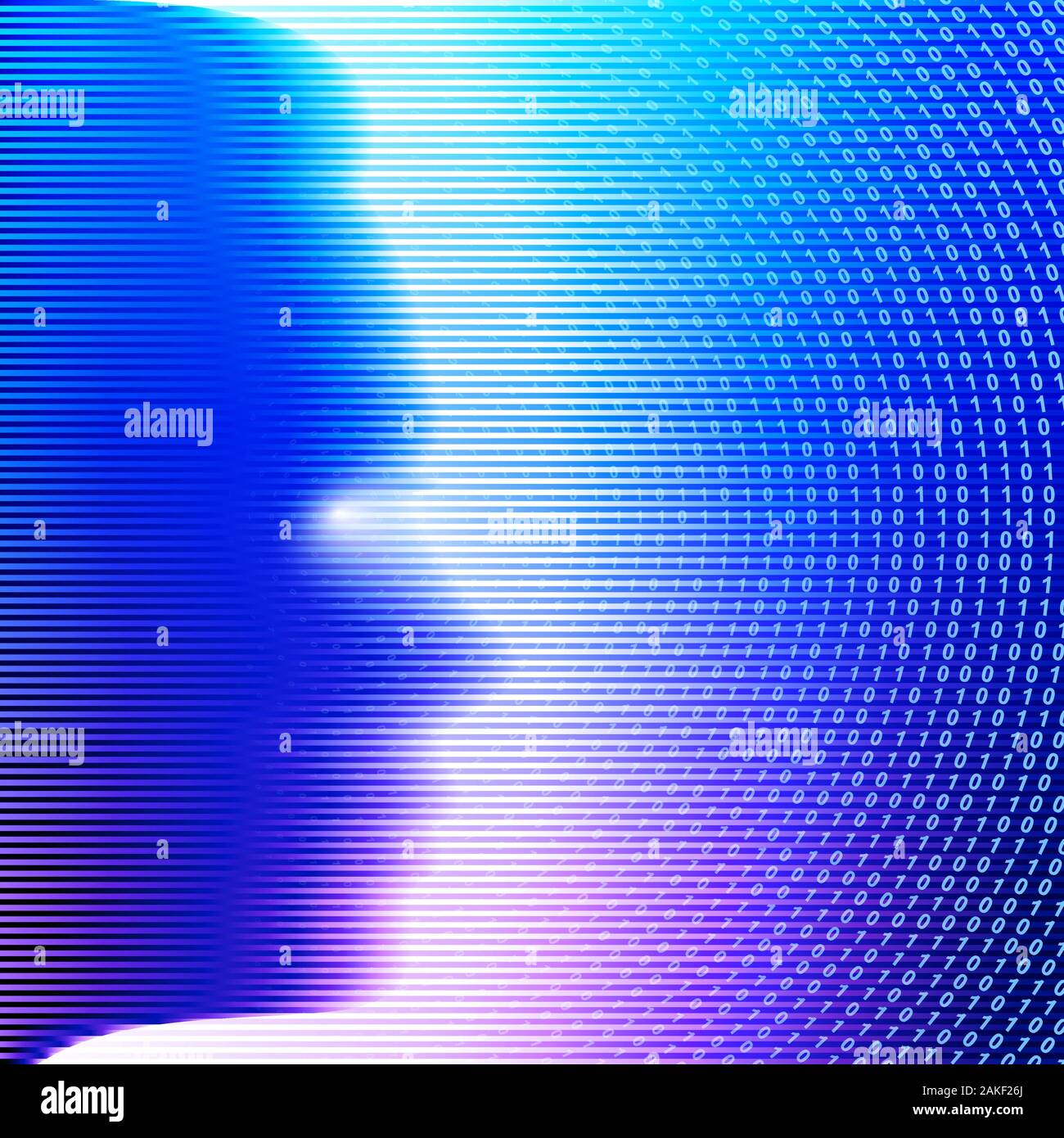 Face of a woman on futuristic shining background of binary code and ...