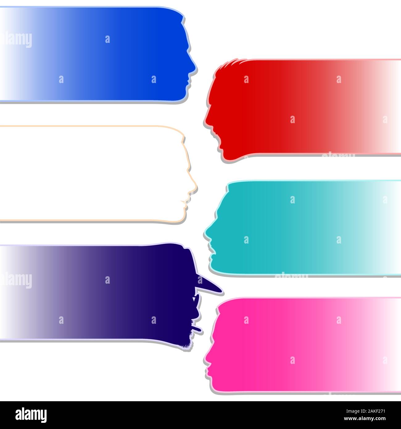 Set of stickers and banners faces of people with emotions; Backgrounds ...