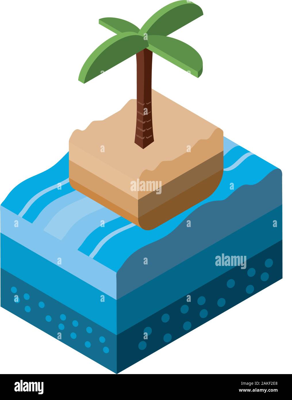 Isometric palm tree and sea design, Summer nature element earth eco ...