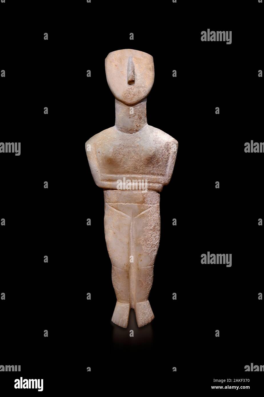 Female figurine statuette : Cycladic Canonical type, Spedos variety f ...