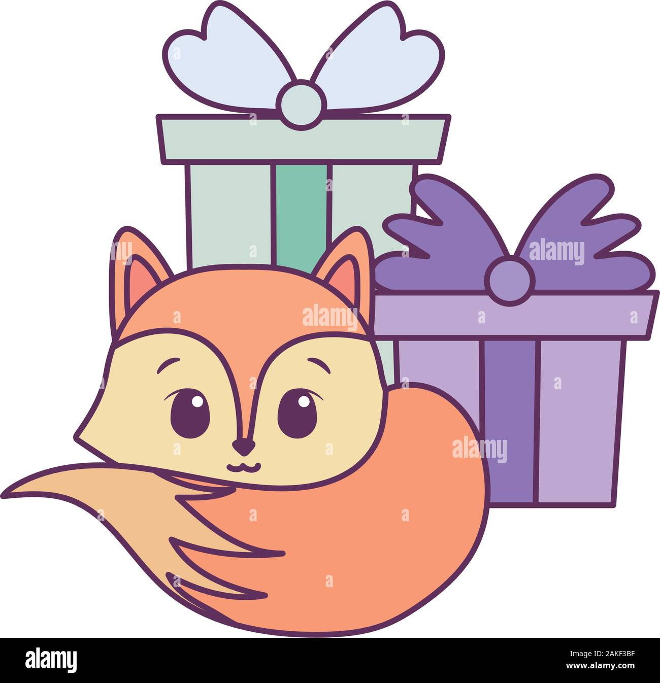 Cute fox cartoon and gifts design, Animal zoo life nature character ...