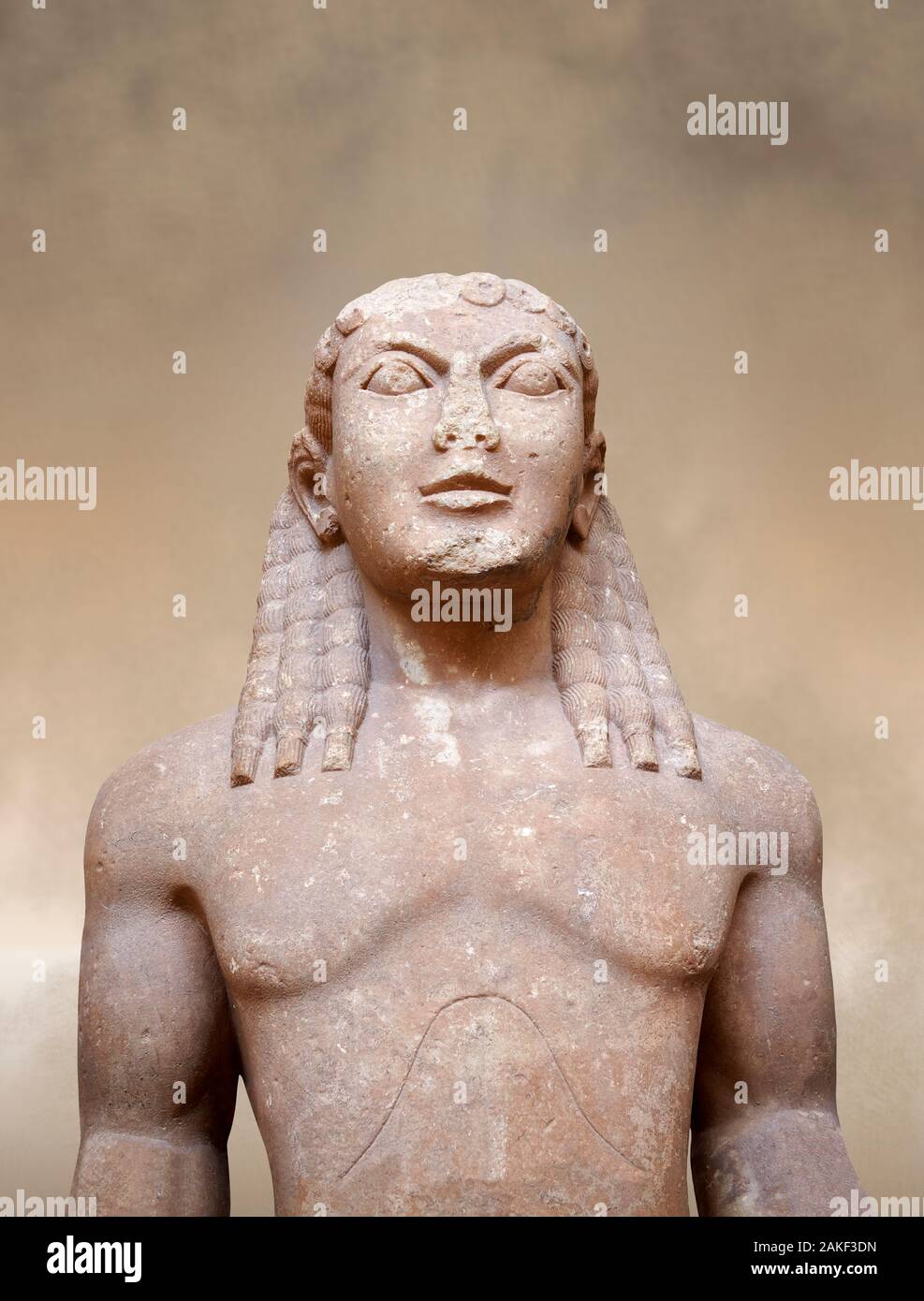 Archaic Ancient Greek marble statue of a Kouros, one of the Twins of ...