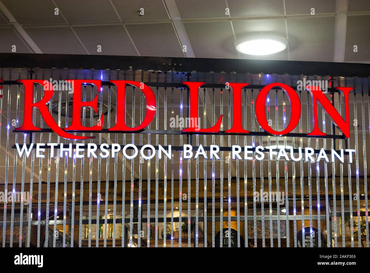 Sign / signage at The Red Lion Wetherspoon / Wetherspoons Pub ...