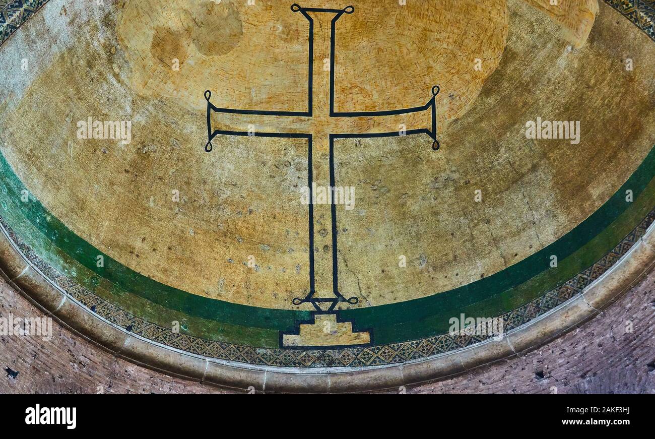 Cross as a sign of Christianity on the ceiling of a vault Stock Photo ...