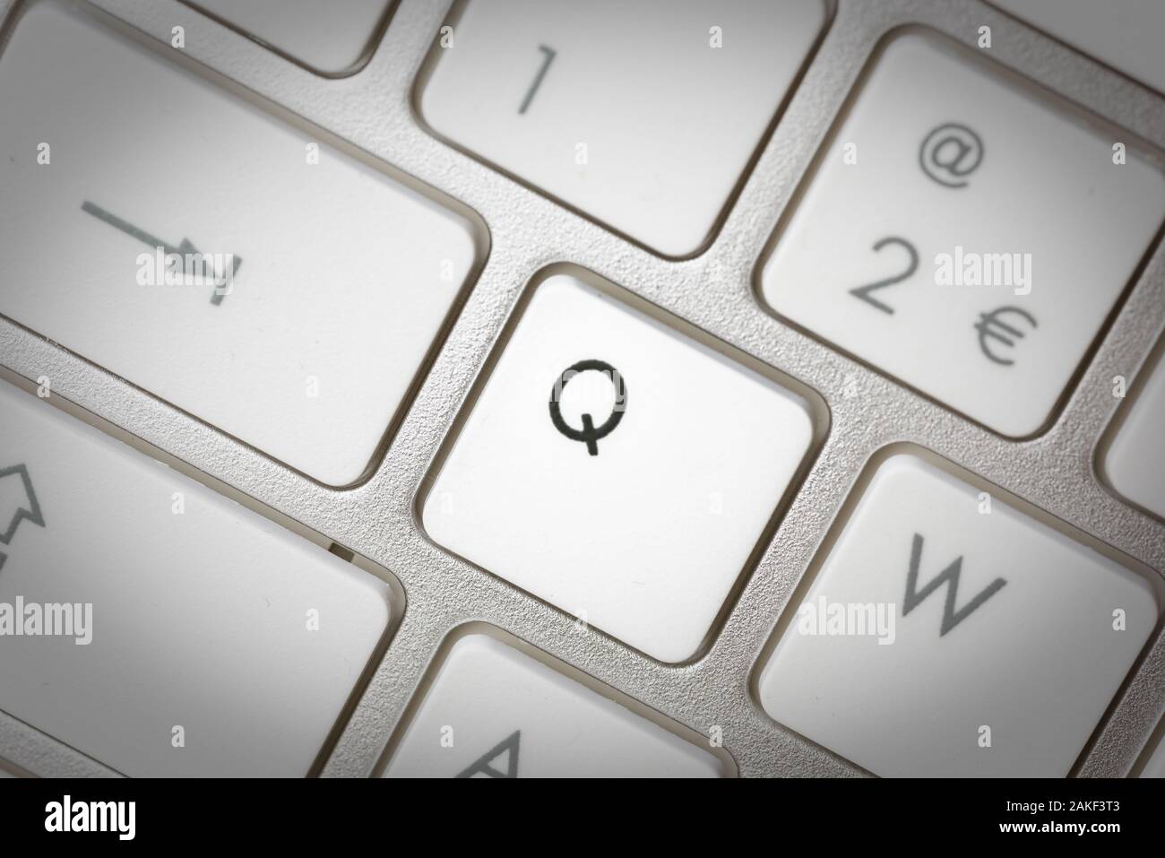 Computer keyboard - silver keyboard of a laptop with button Q isolated ...
