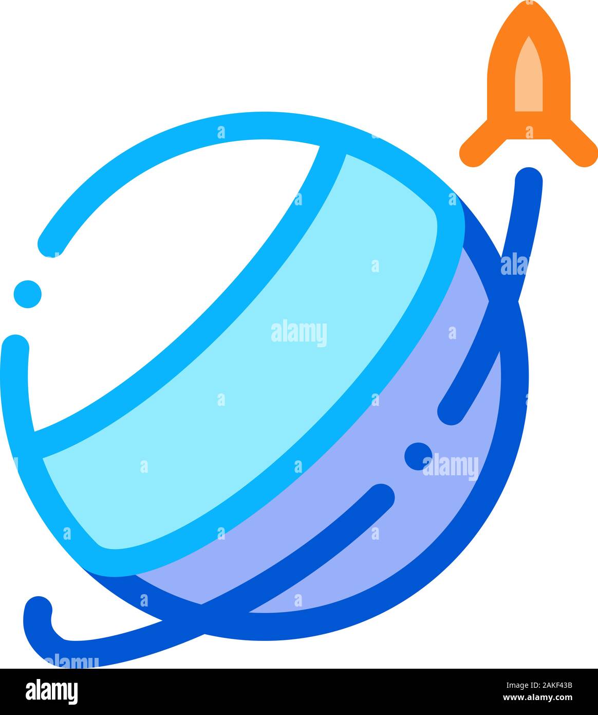Rocket Fly Round Planet Icon Outline Illustration Stock Vector Image ...