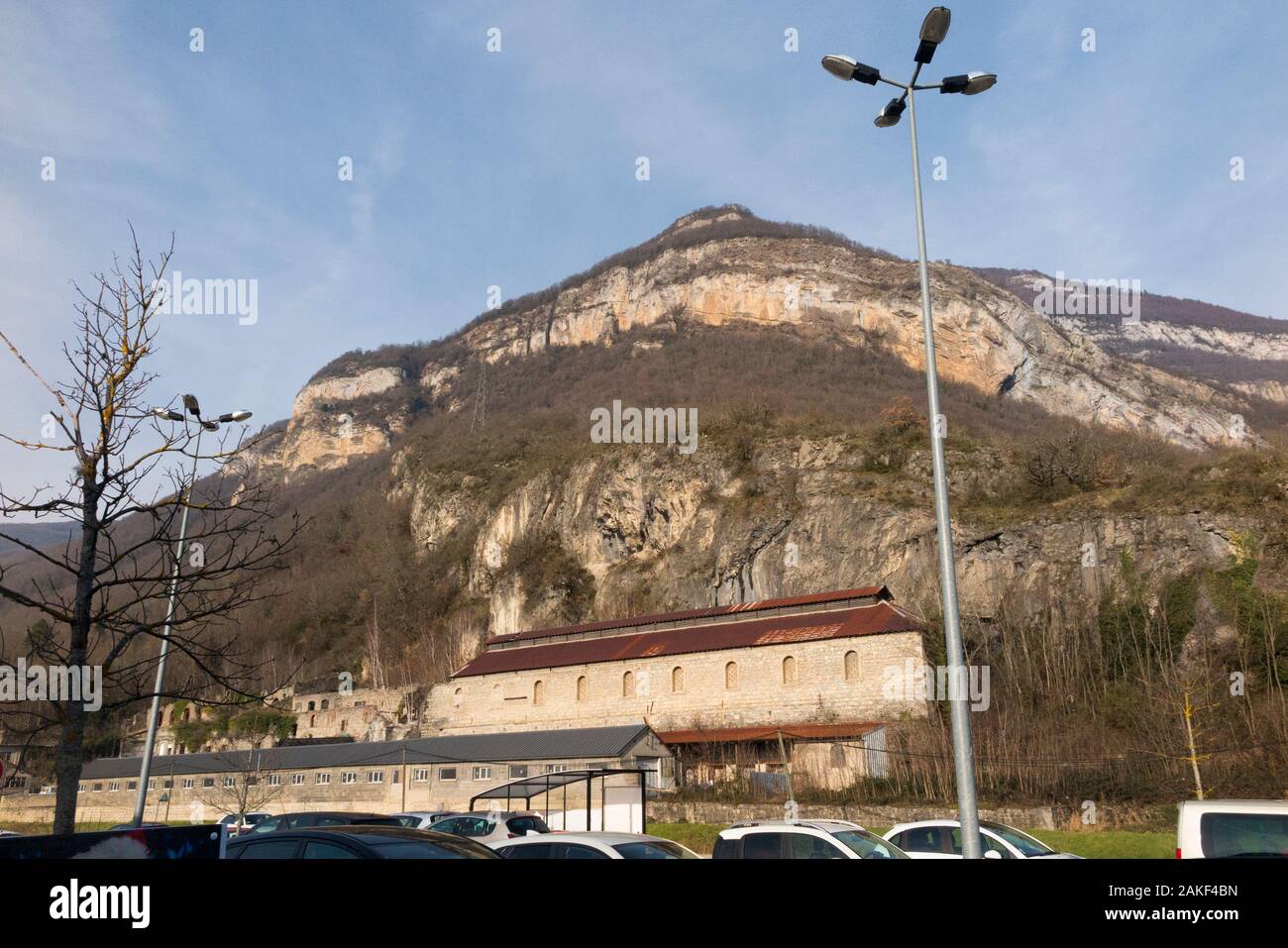 Grand Colombier seen from French town of Culoz. The Jura massif of the ...