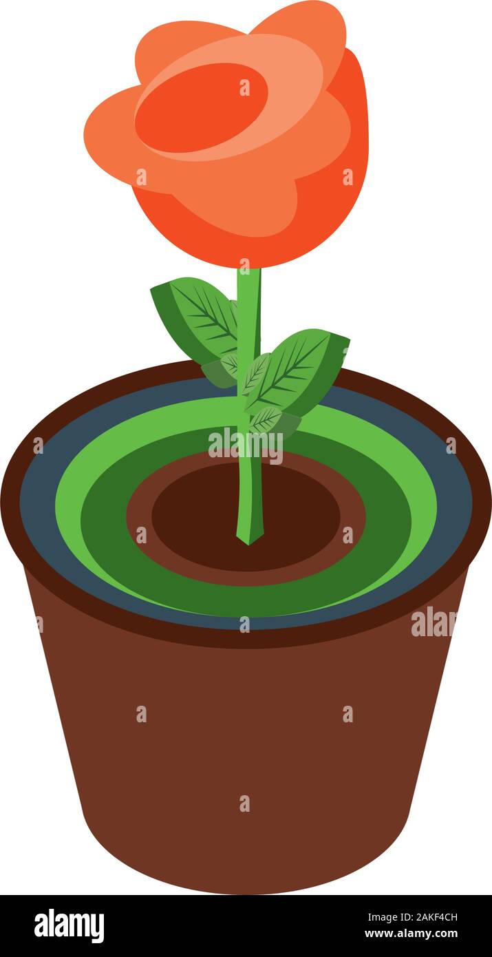 Isometric natural rose flower design, floral nature plant ornament ...