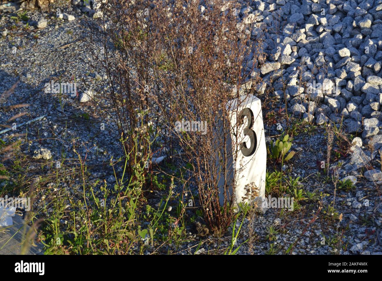 Small signal post indicating point number 3 Stock Photo - Alamy