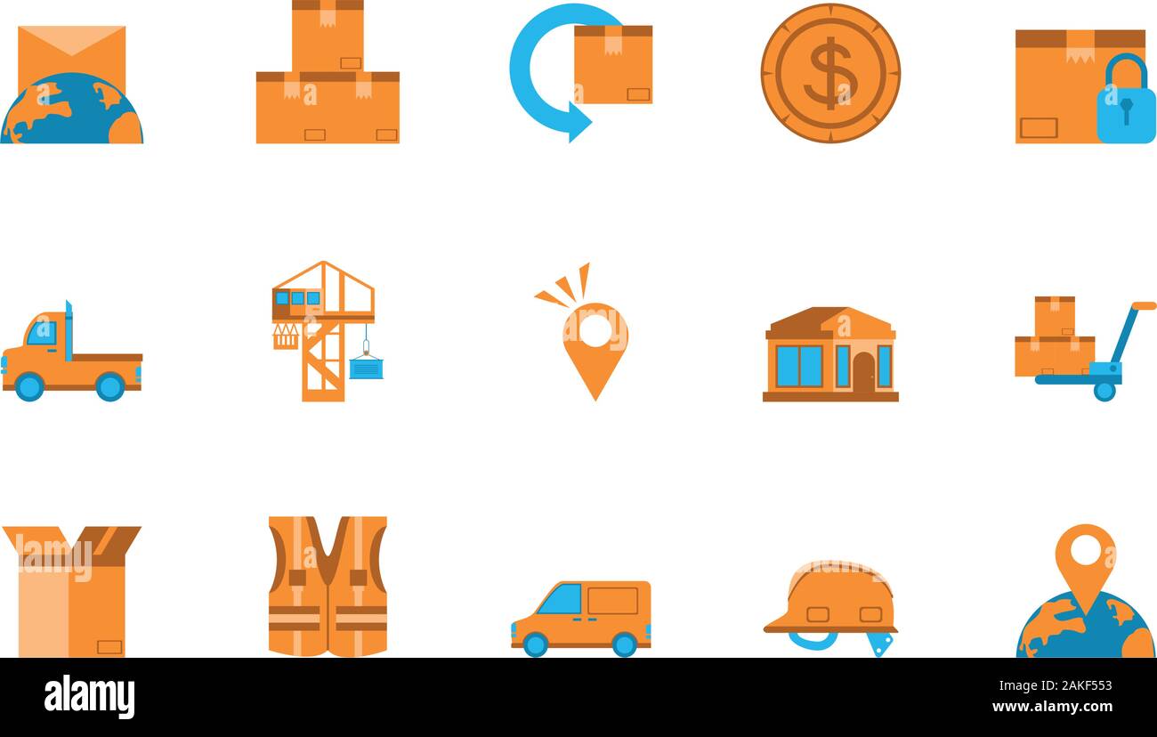 Icon set design, Delivery logistics transportation shipping service ...