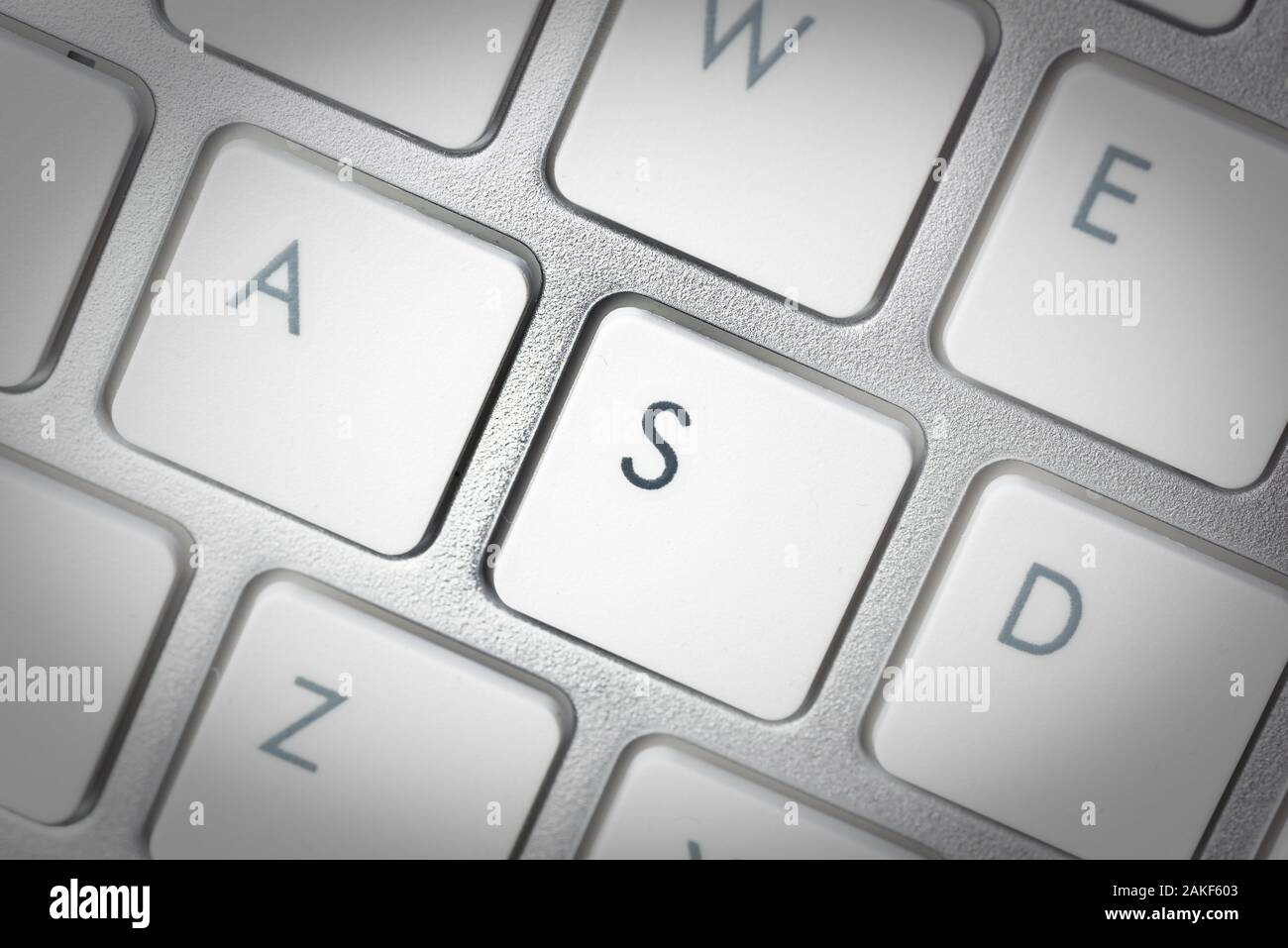 Computer keyboard - silver keyboard of a laptop with button S isolated ...