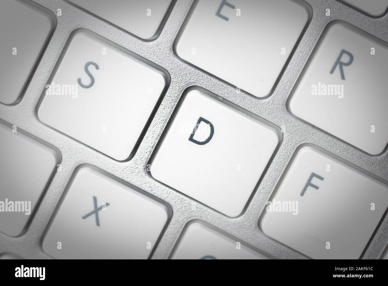Computer keyboard - silver keyboard of a laptop with button D isolated ...