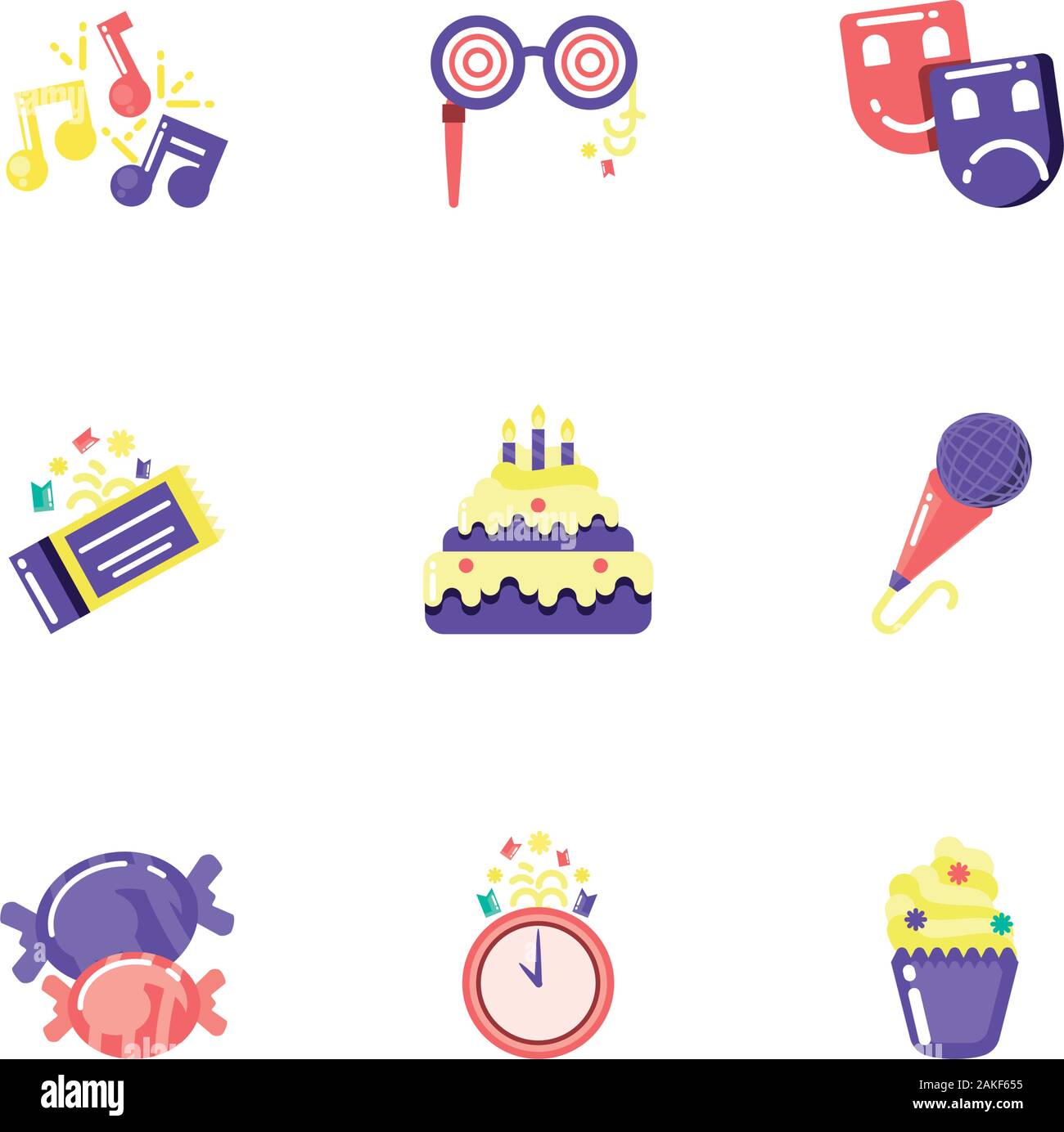 Icon set design, Party celebration event happy birthday holiday ...