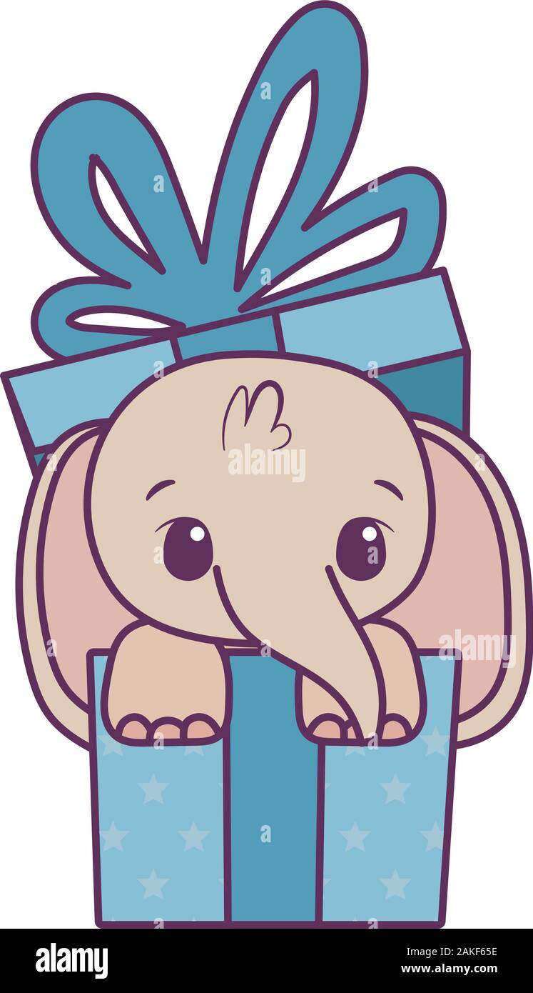 Cute elephant cartoon inside gift design, Animal zoo life nature ...