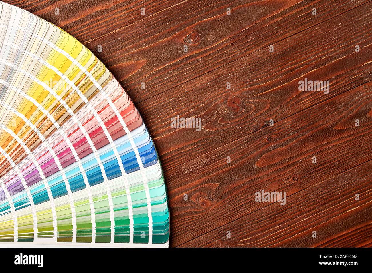 Color guide palette on wooden table with place for text Stock Photo - Alamy