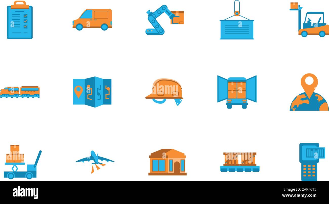 Icon set design, Delivery logistics transportation shipping service ...