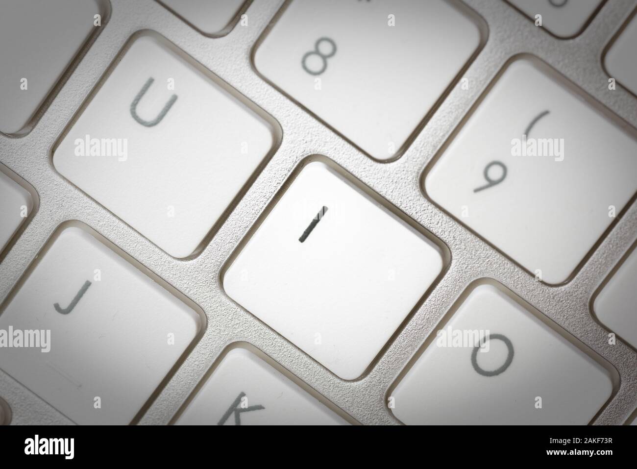 Computer keyboard - silver keyboard of a laptop with button I isolated ...