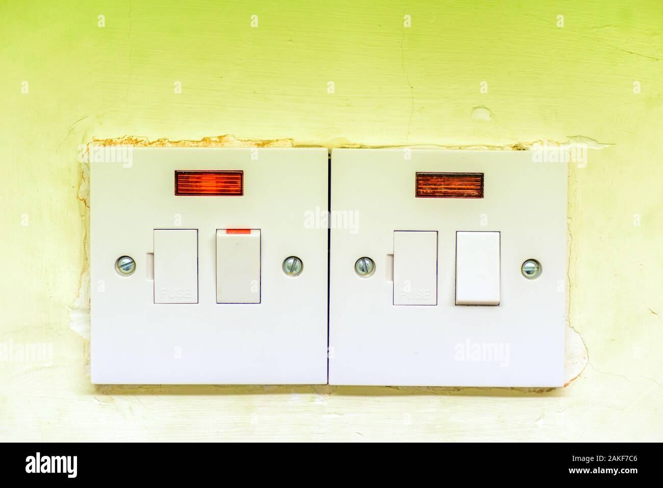 electric switch socket in a wall during renovation in england uk Stock ...