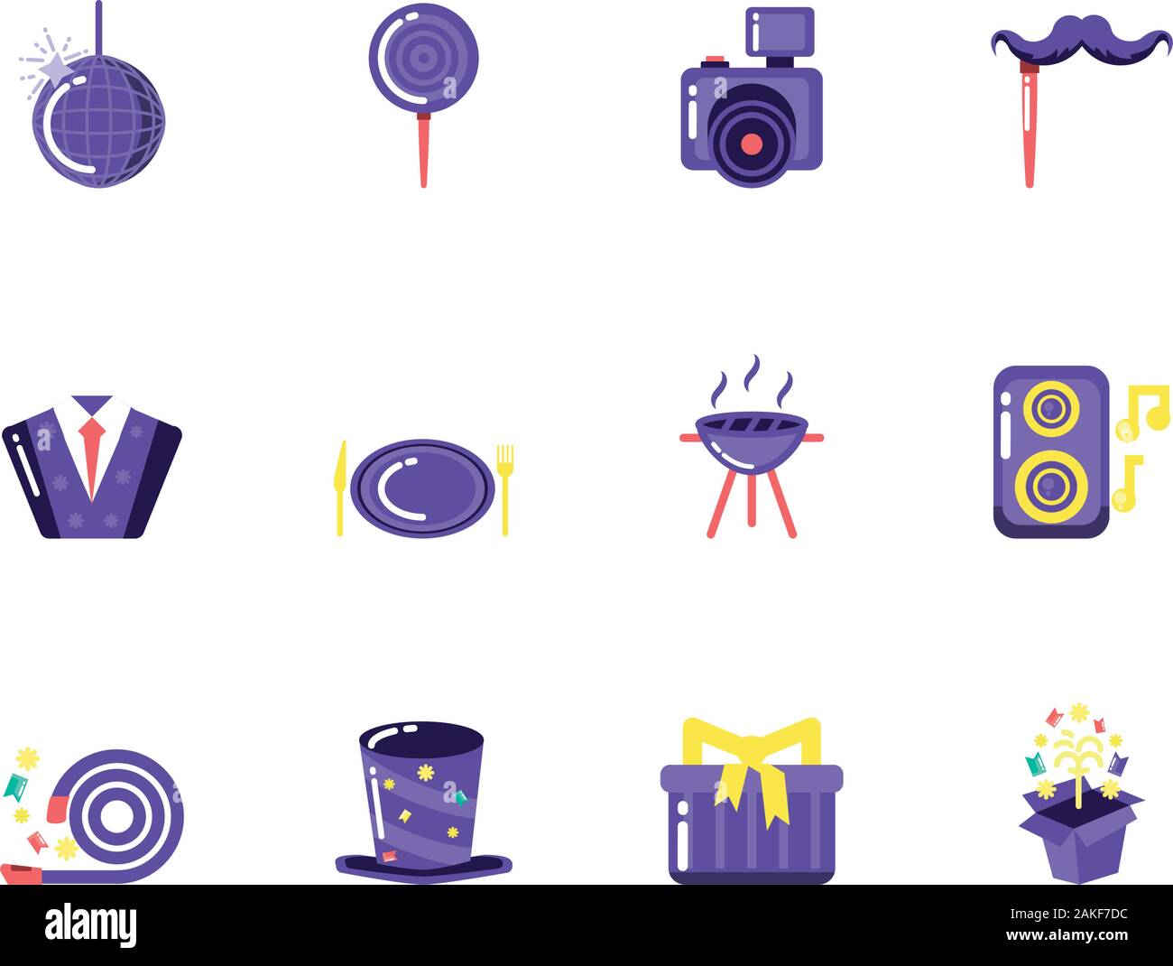 Icon set design, Party celebration event happy birthday holiday ...