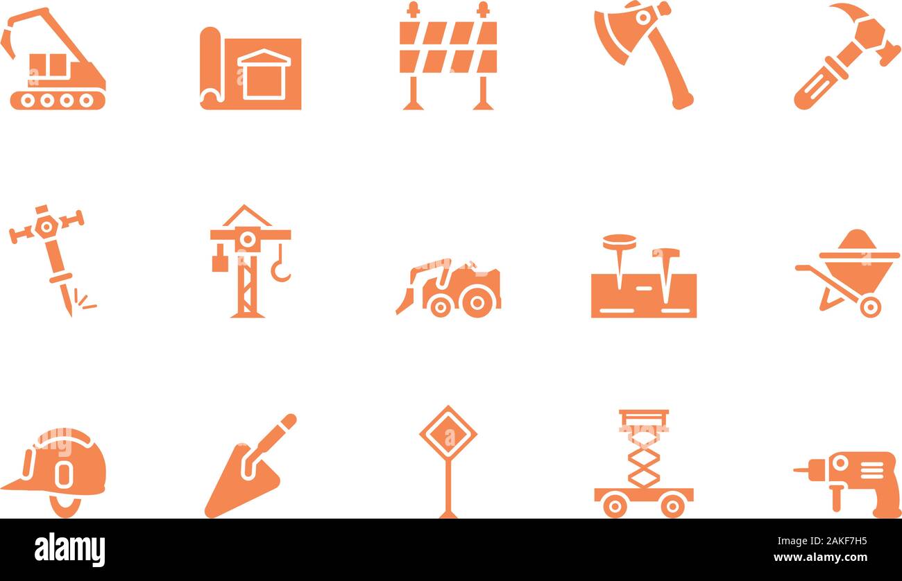 Tools icon set design, Under construction architecture work repair ...