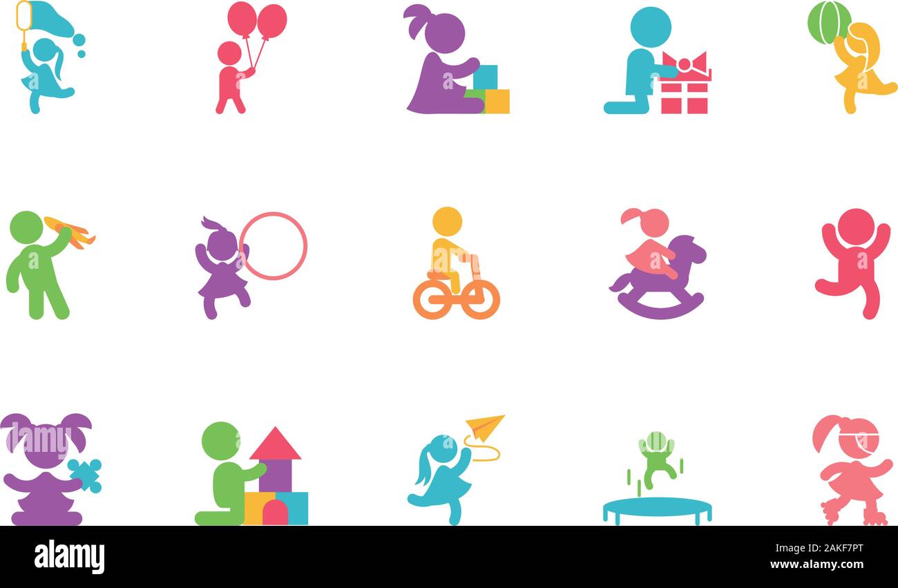 Set of boys and girls avatars design, Kid childhood little people ...