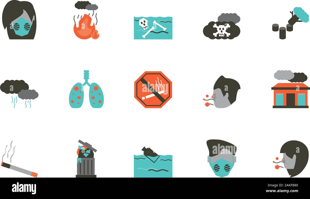 Industrial and pollution icon set design, environment dirty danger ...