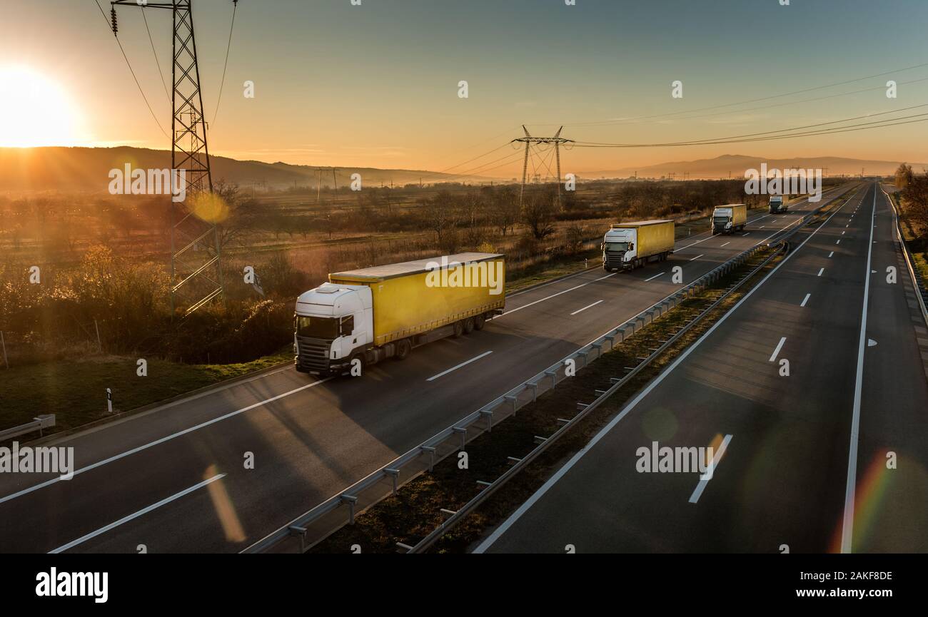 Blue yellow truck lorry trailer hi-res stock photography and images - Alamy