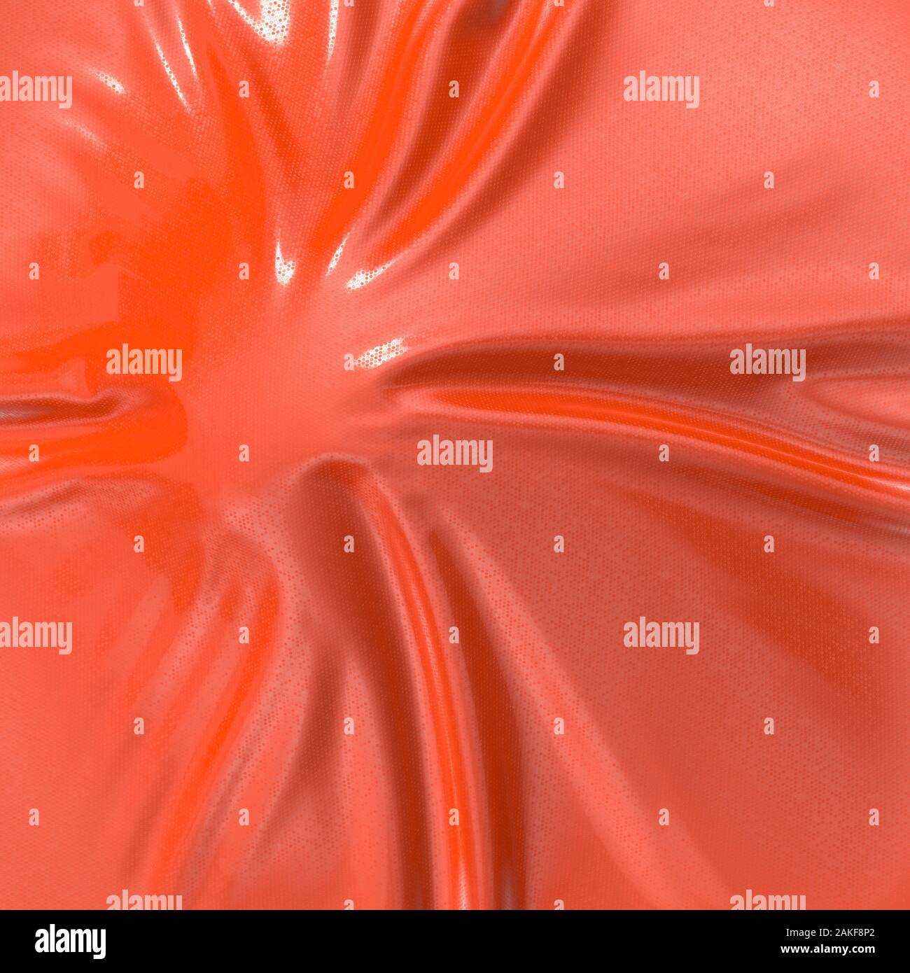 Abstract and shiny red luxury silk cloth in shape of liquid wave with ...