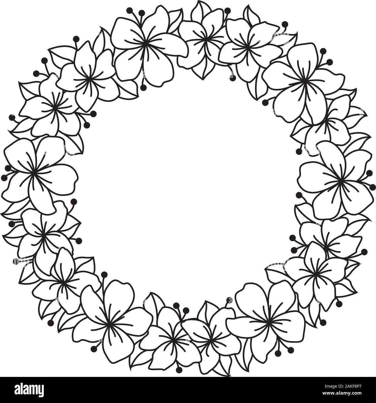 Floral circle wreath, Flowers frame for wedding invitation, birthday ...