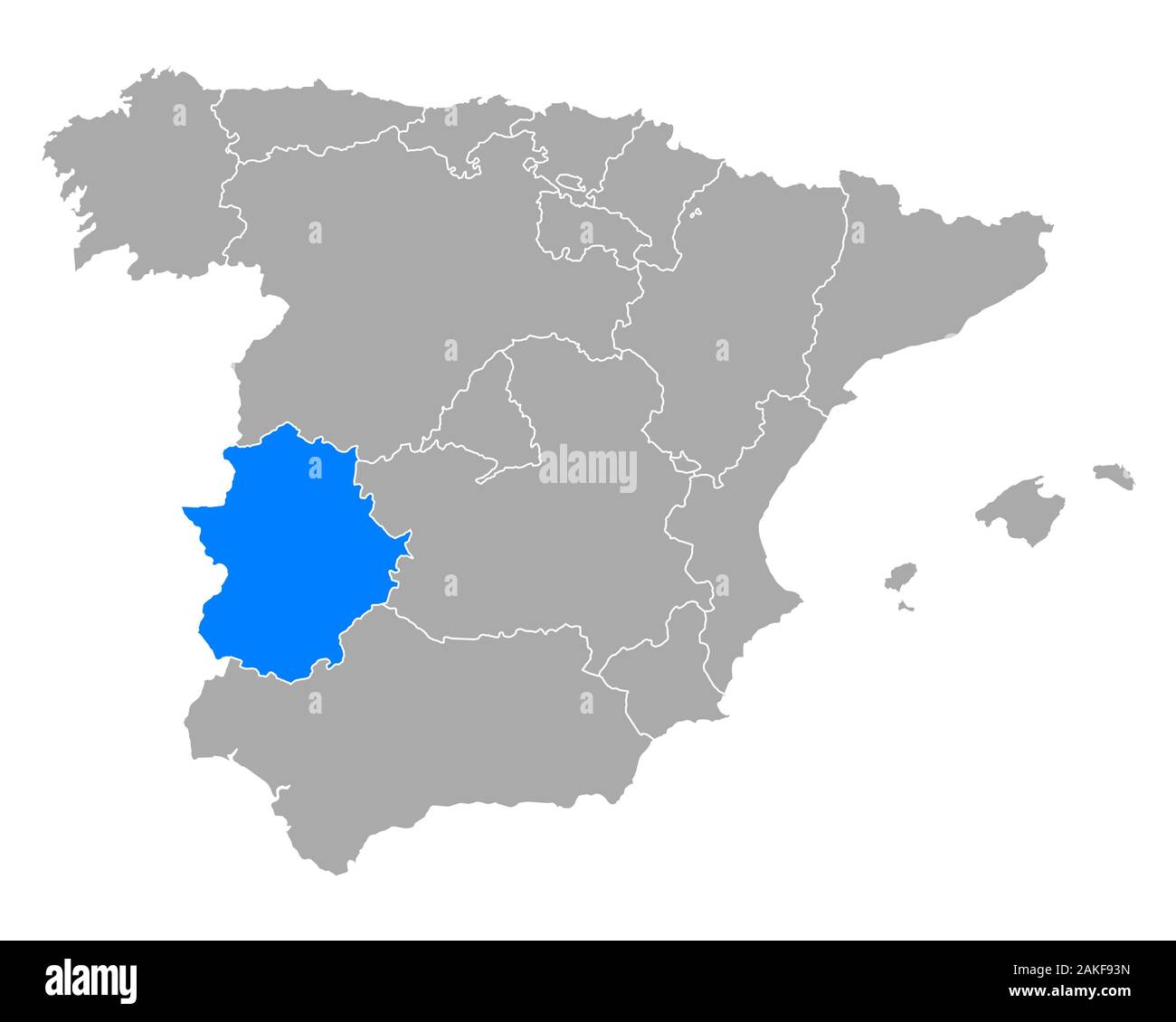 Map of Extremadura in Spain Stock Photo - Alamy