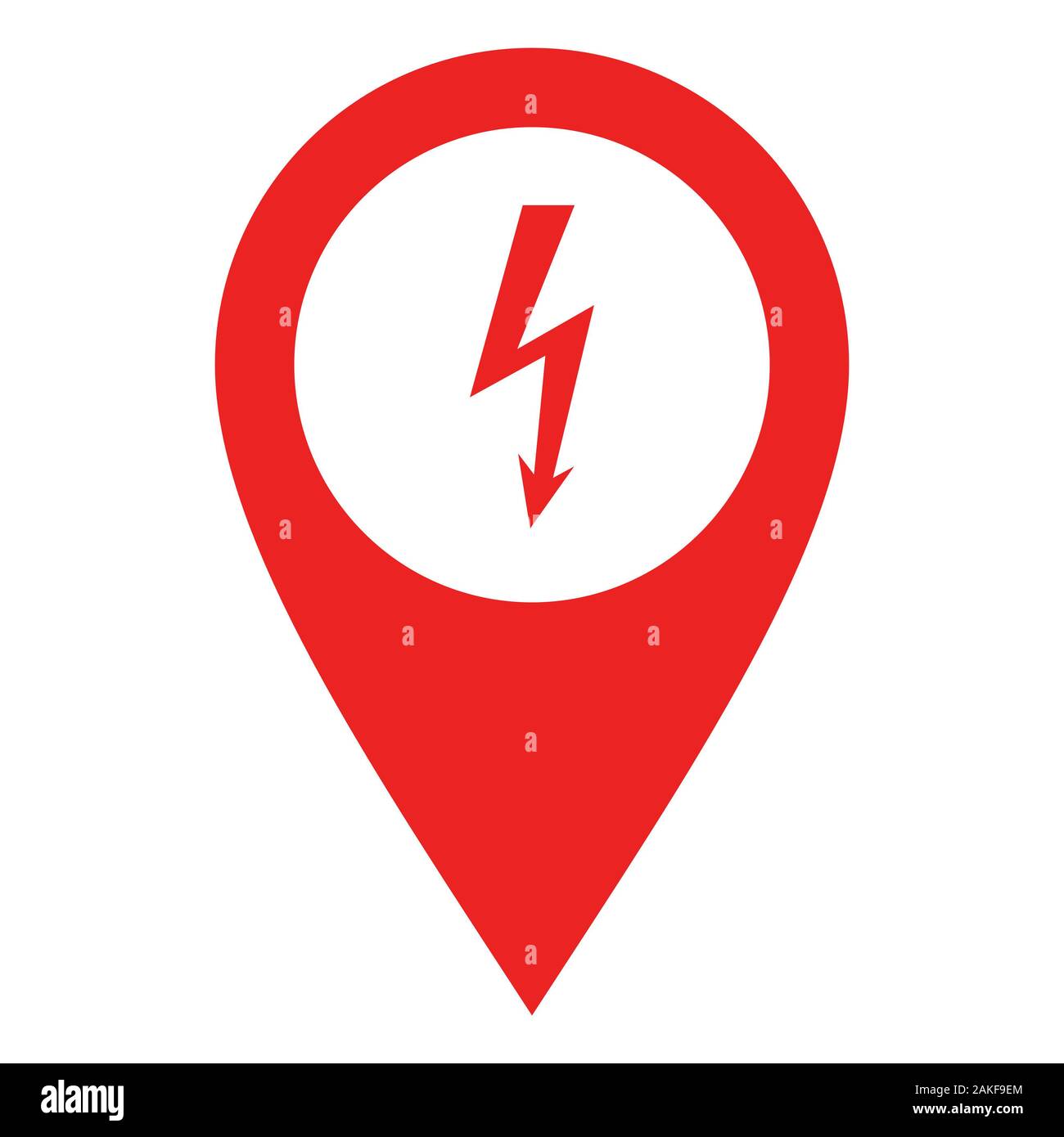 Lightning and location pin Stock Photo - Alamy